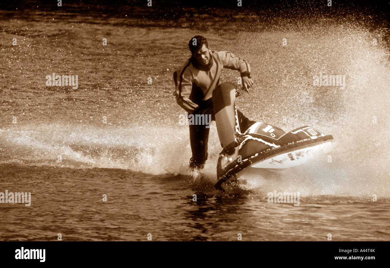 Young Man Jet Skiing Stock Photo - Alamy