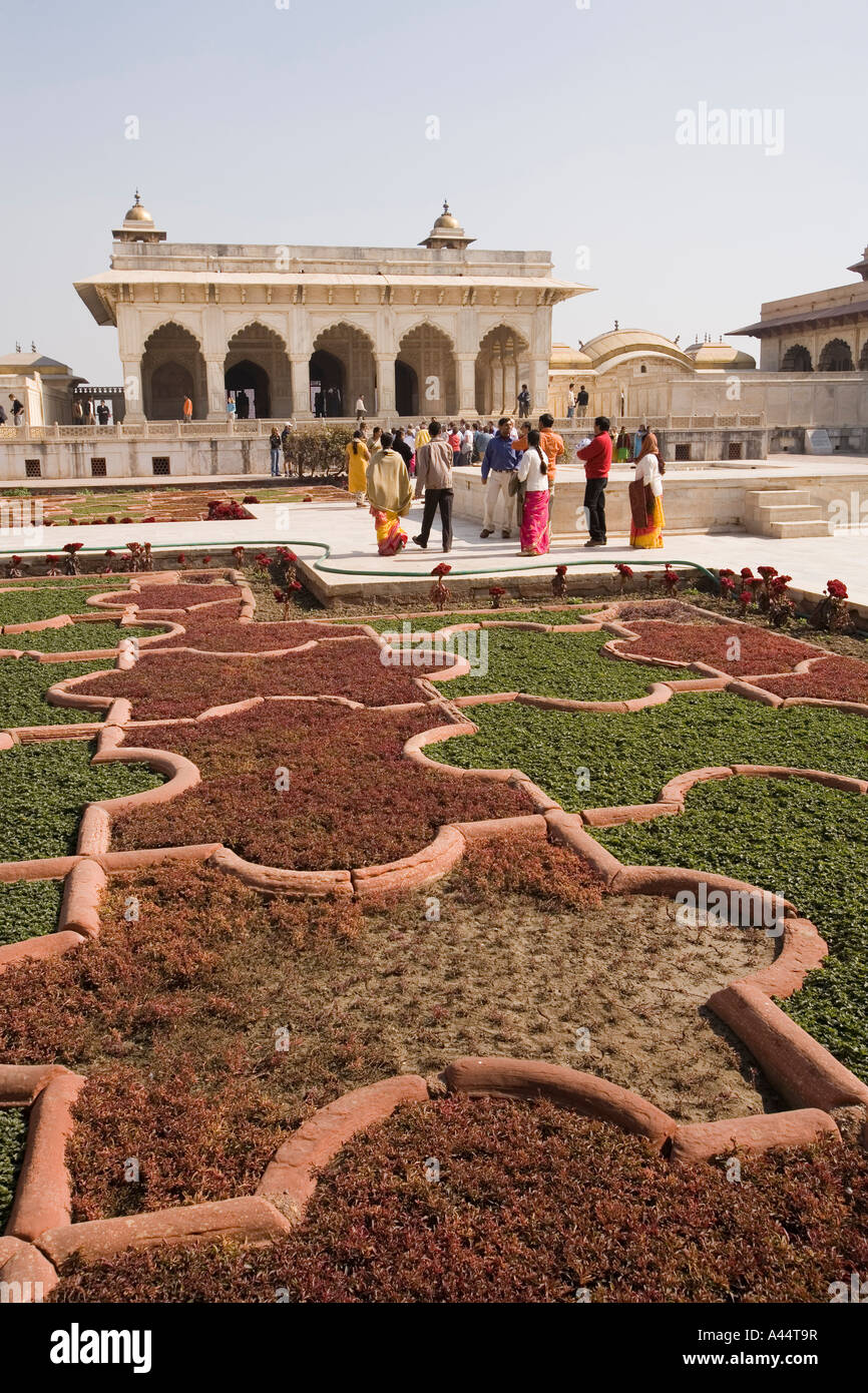 India Uttar Pradesh Agra Fort visitors in Anguri bagh garden harem ...
