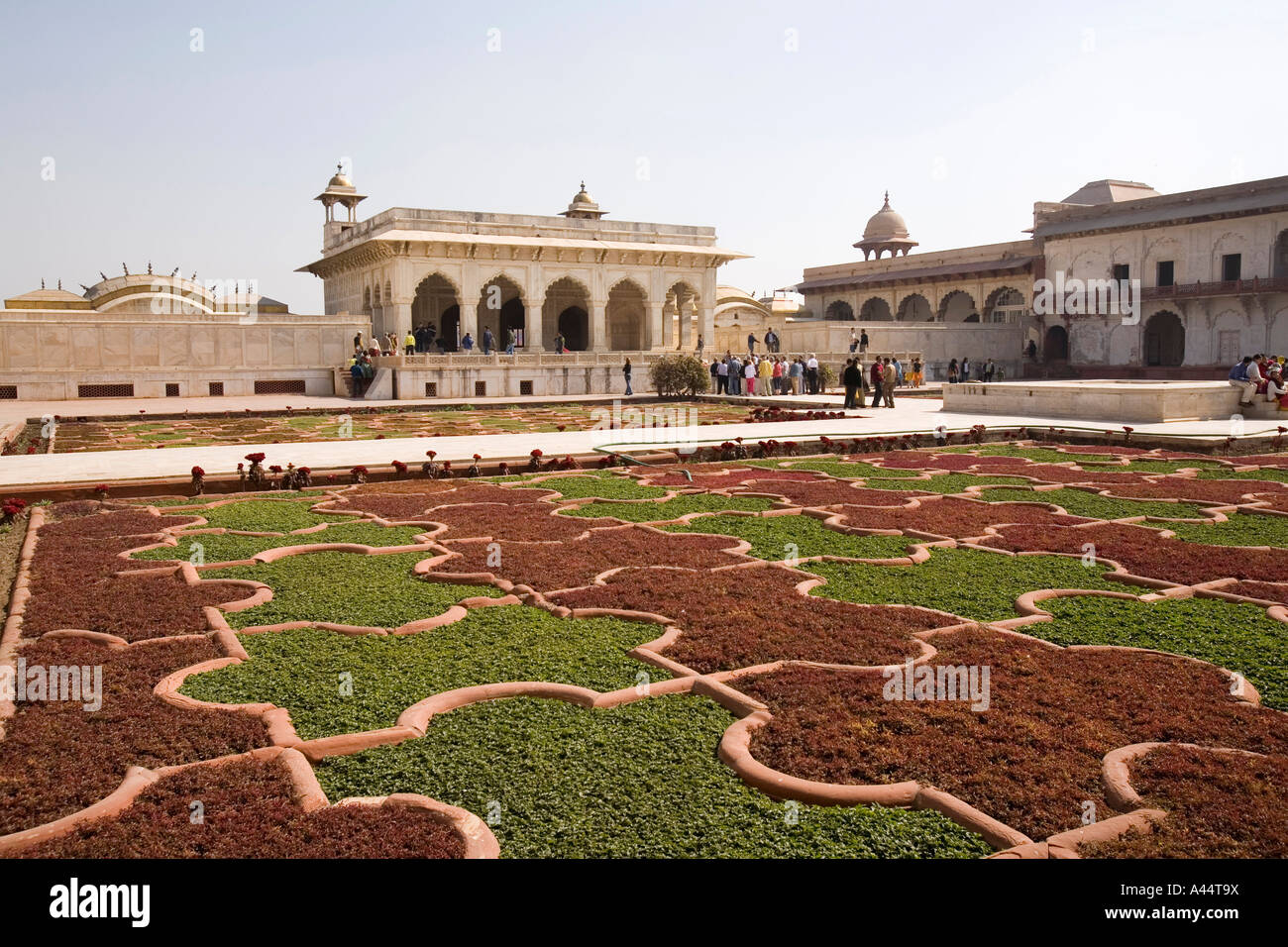 India Uttar Pradesh Agra Fort visitors in Anguri bagh garden harem ...