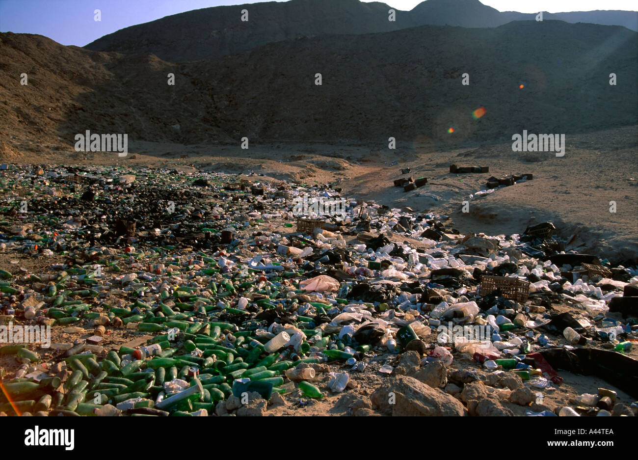 rubbish dumped in the hills of the Sinai desert Egypt Stock Photo - Alamy