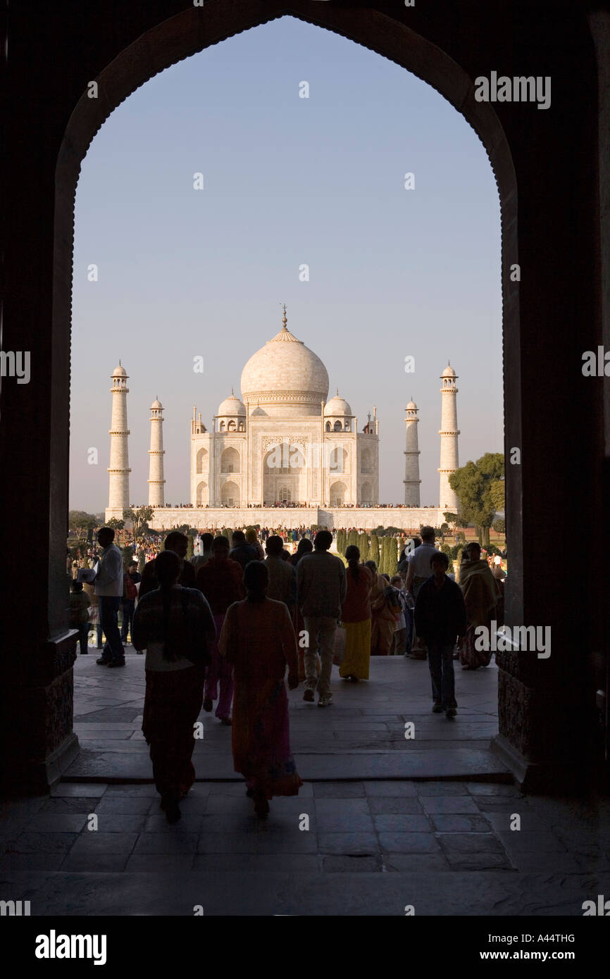 India Uttar Pradesh Agra first view of Taj Mahal through entrance ...