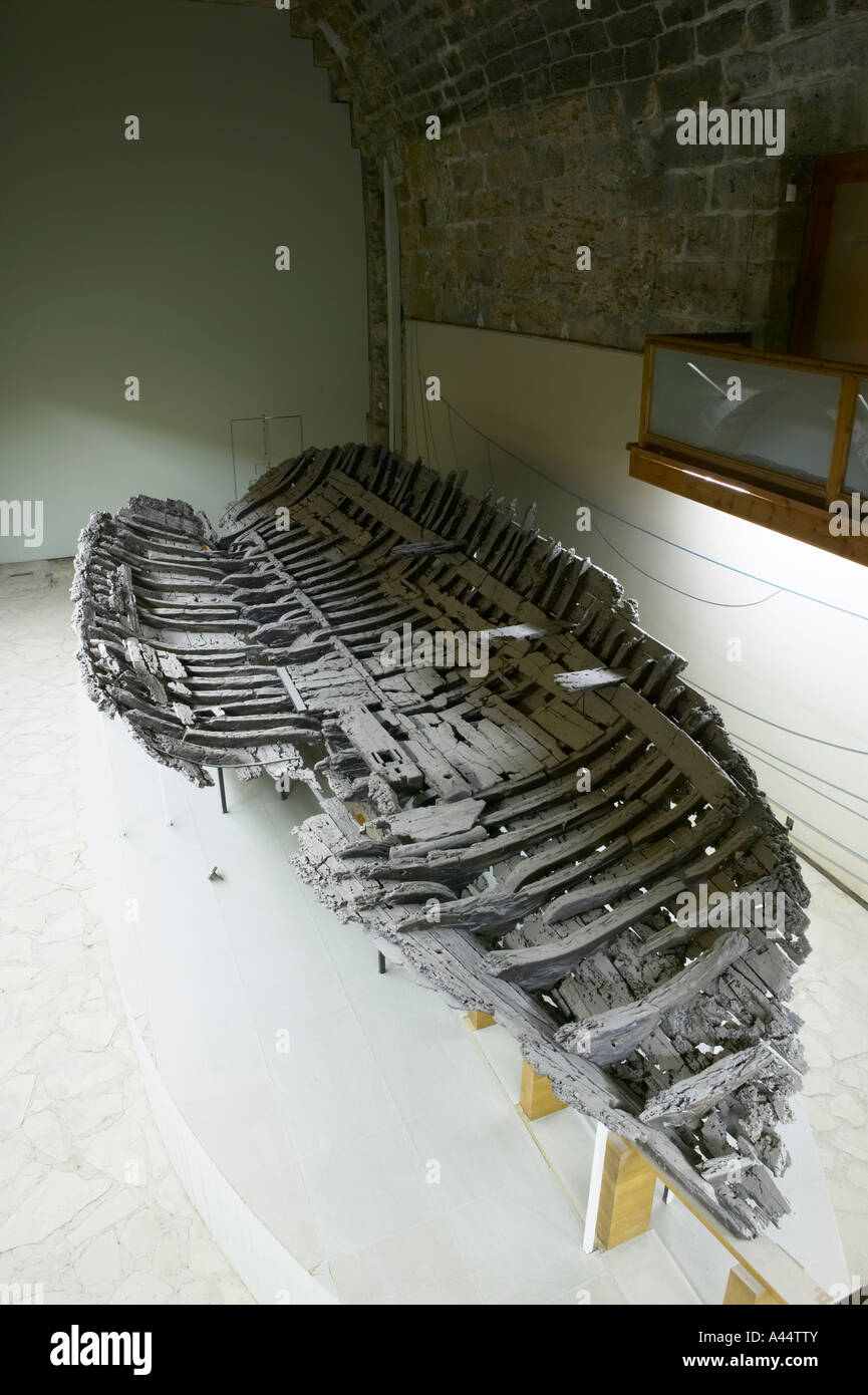 Remains of Greek ship in the Shipwreck Museum in Kyrenia Castle, North ...