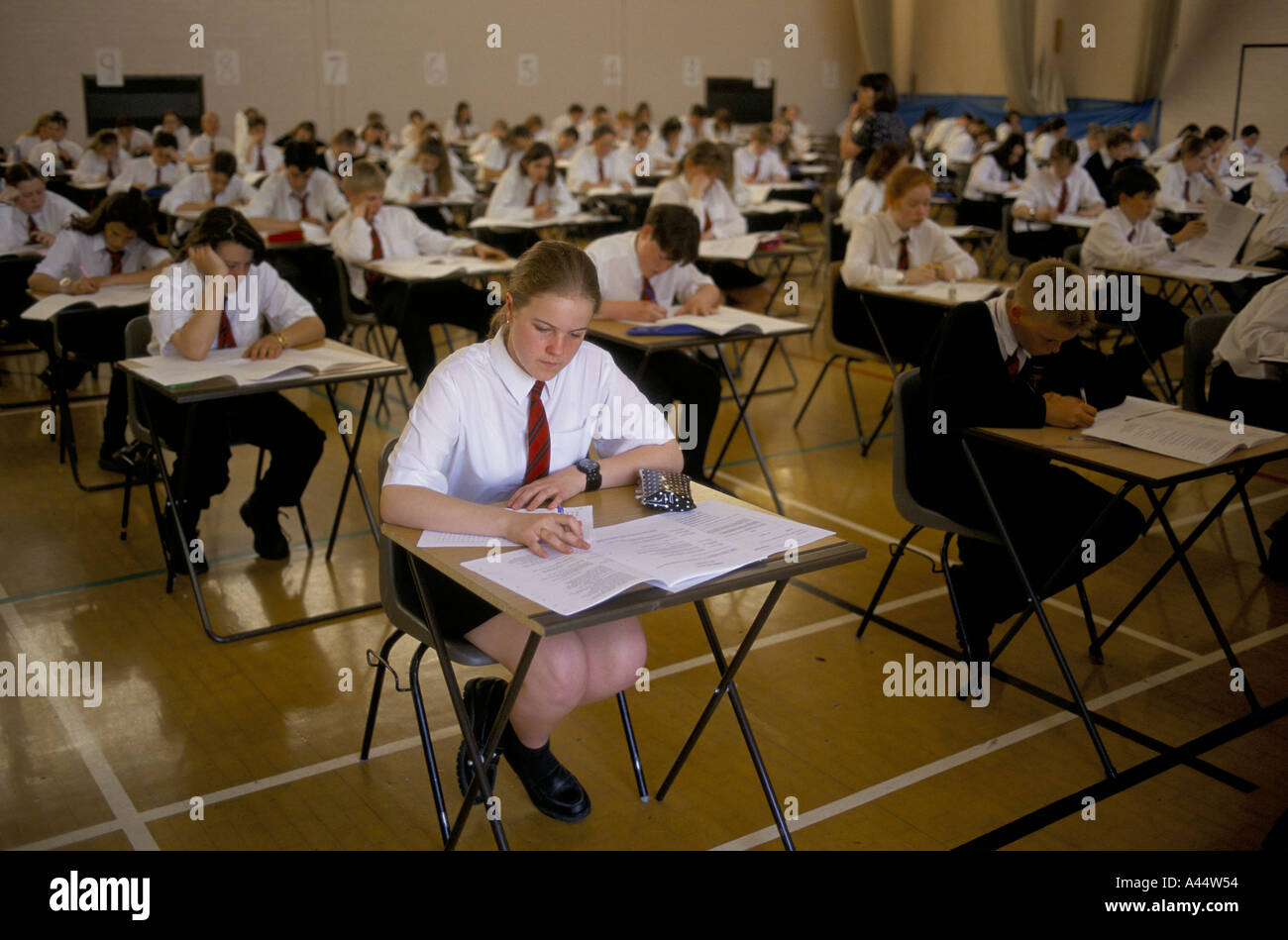 sitting gcse exams redbourne school bedfordshire Stock Photo - Alamy