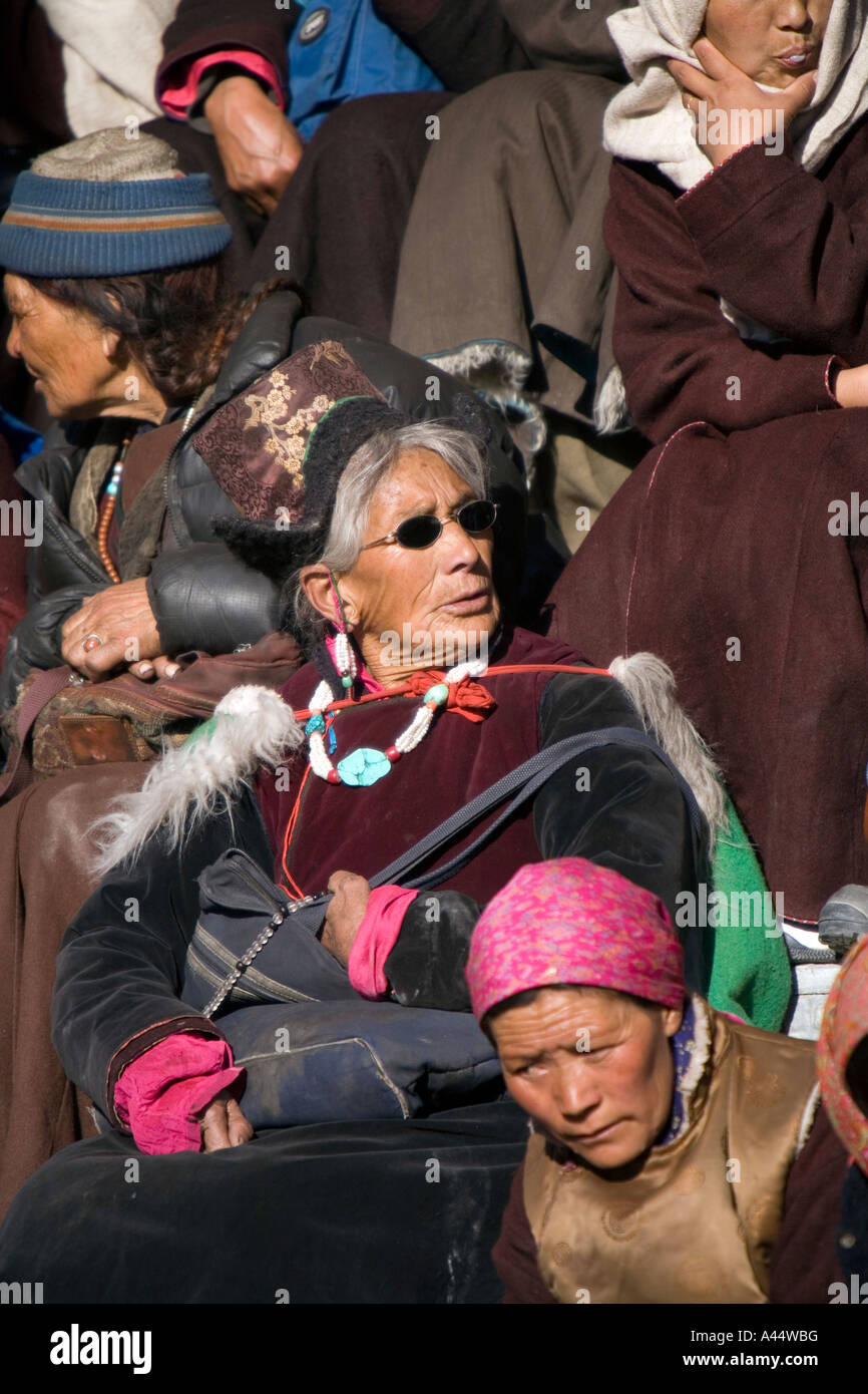 India Ladakh Leh Spitok Festival traditionally dressed Ladakhi woman on ...