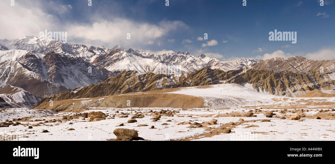 India Ladakh Leh valley mountainous landscape beside Leh to Srinagar ...