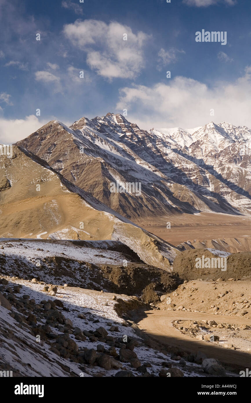 India Ladakh Leh valley mountainous landscape above road into Zanskar ...