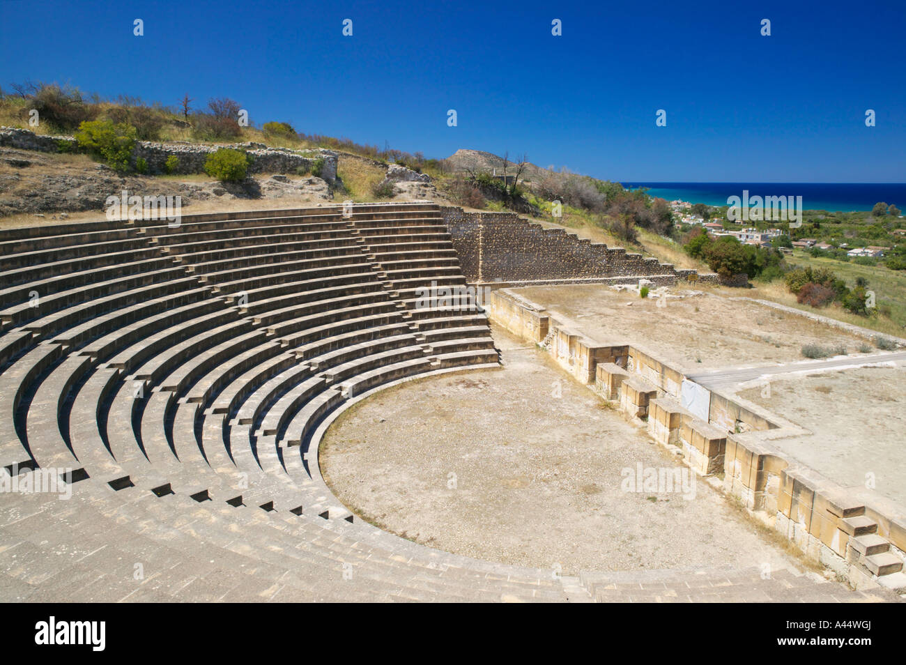 The restored Roman theatre at the ancient city of Soli, near Lefki ...