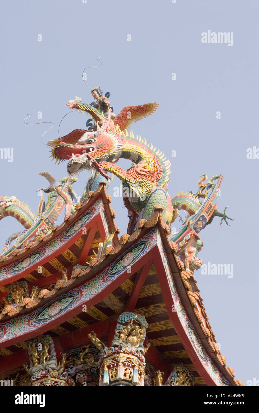 Taipei Taiwan Chinese Dragon On Guandu Temple Roof China Stock Photo ...