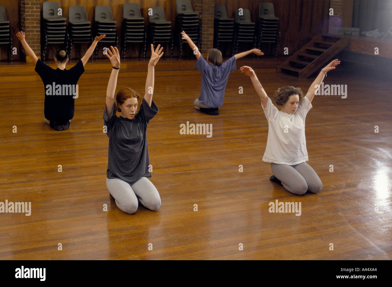 teenage girls during dance rehearsal in stuido redbourne upper school ...