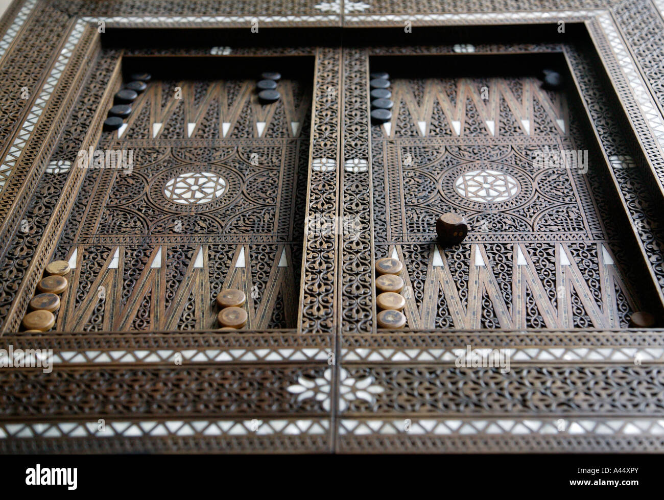 Wooden backgammon board, Morocco Stock Photo - Alamy