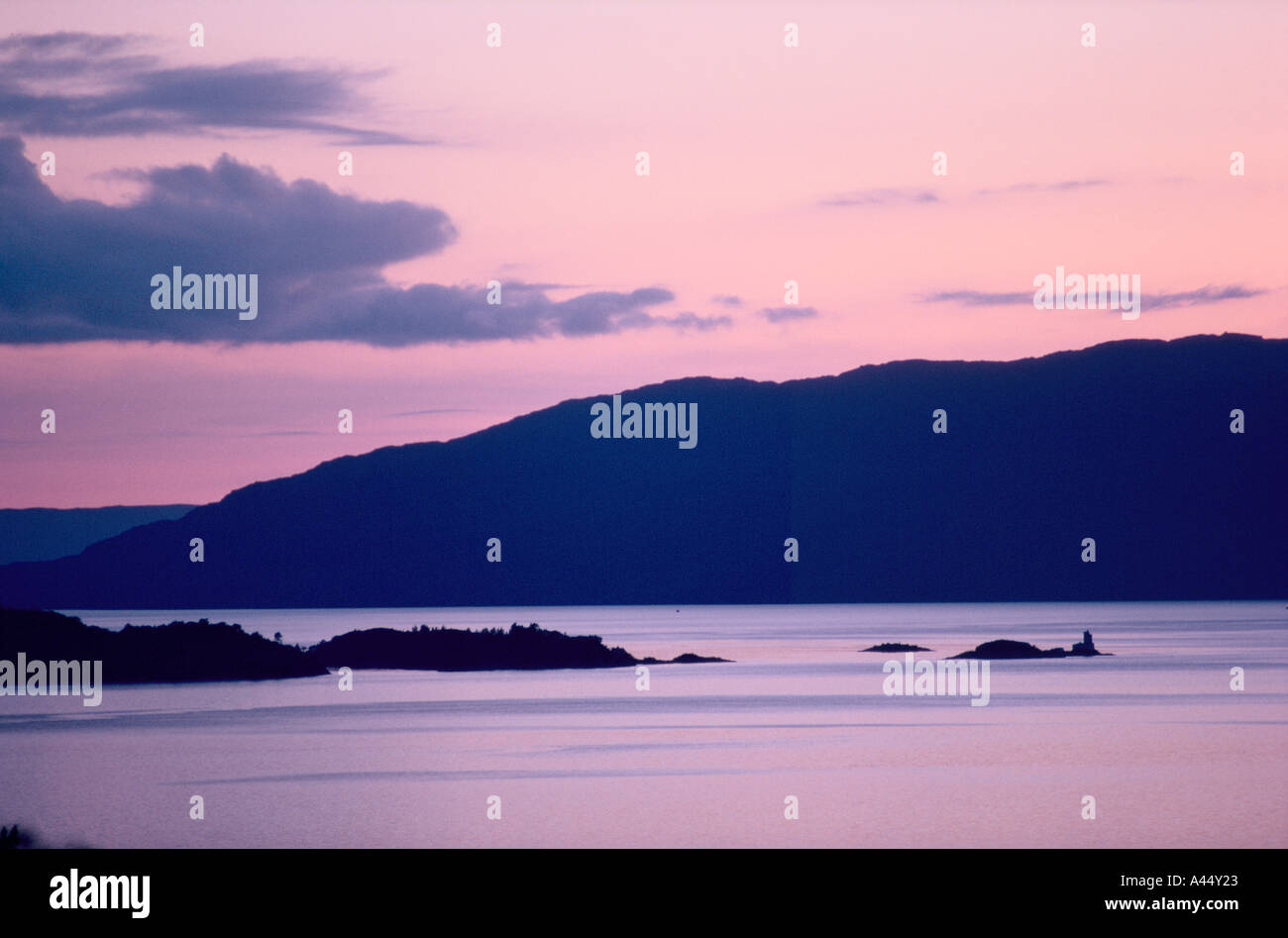scottish highlands loch carron at dusk Stock Photo - Alamy
