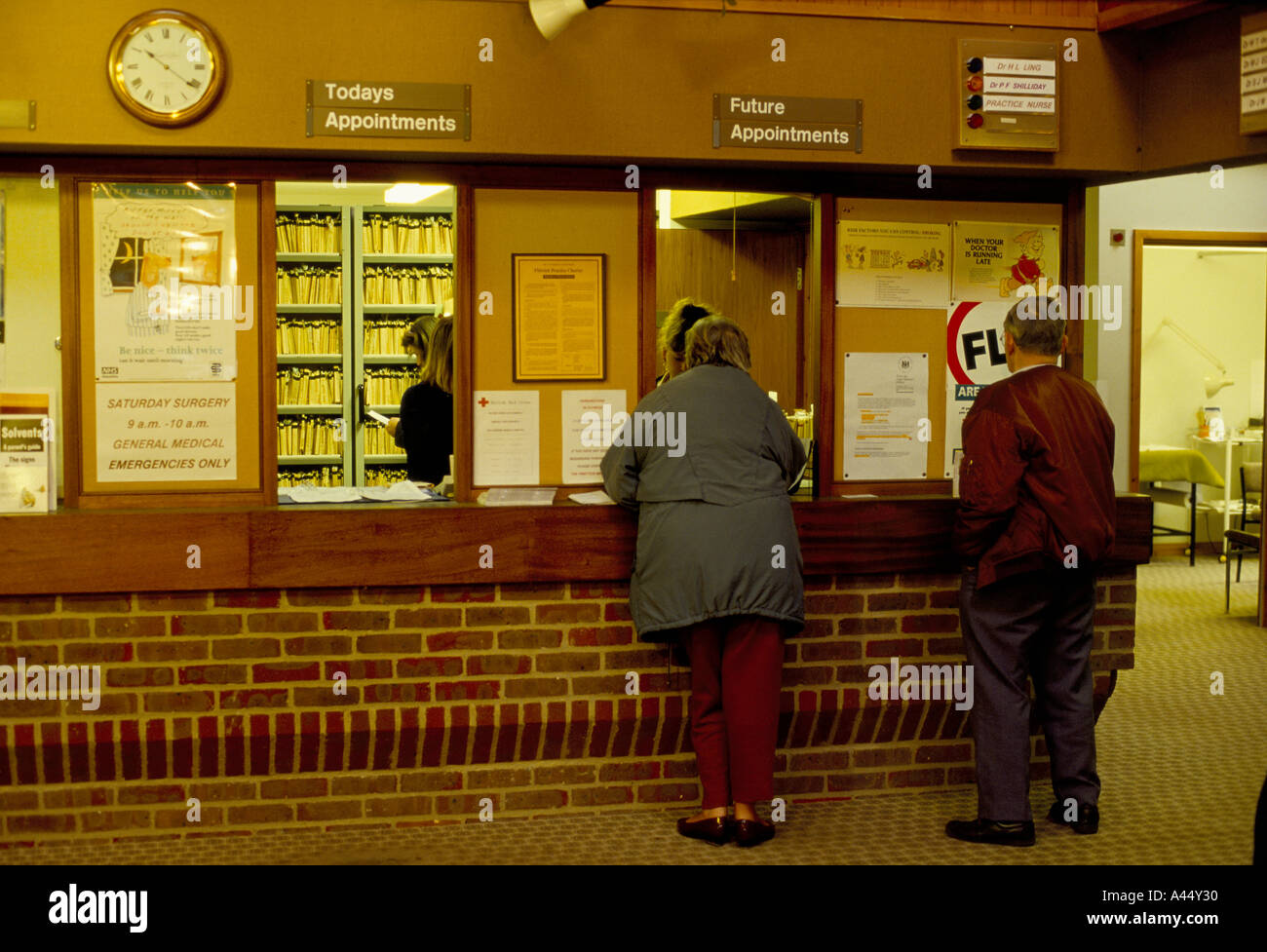 doctors surgery reception 1994 Stock Photo - Alamy