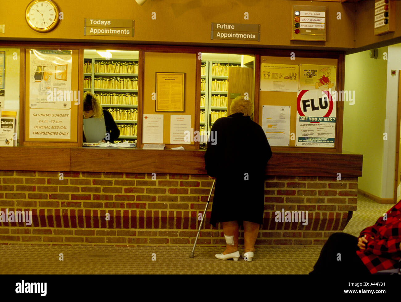 doctors surgery reception 1994 Stock Photo - Alamy