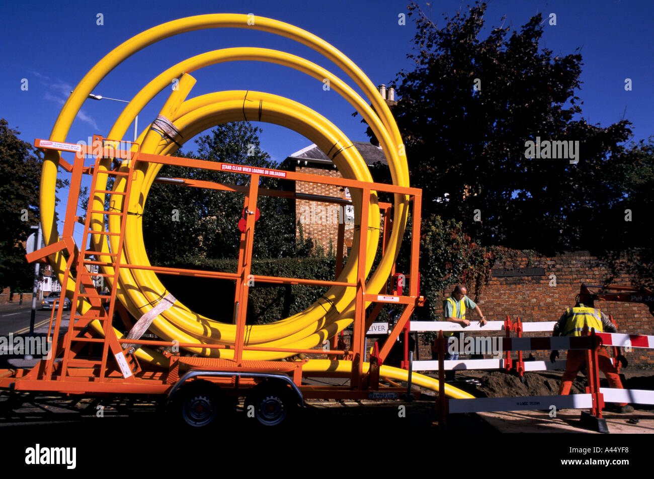 laying new gas main piping amphill bedfordshire 1999 Stock Photo - Alamy