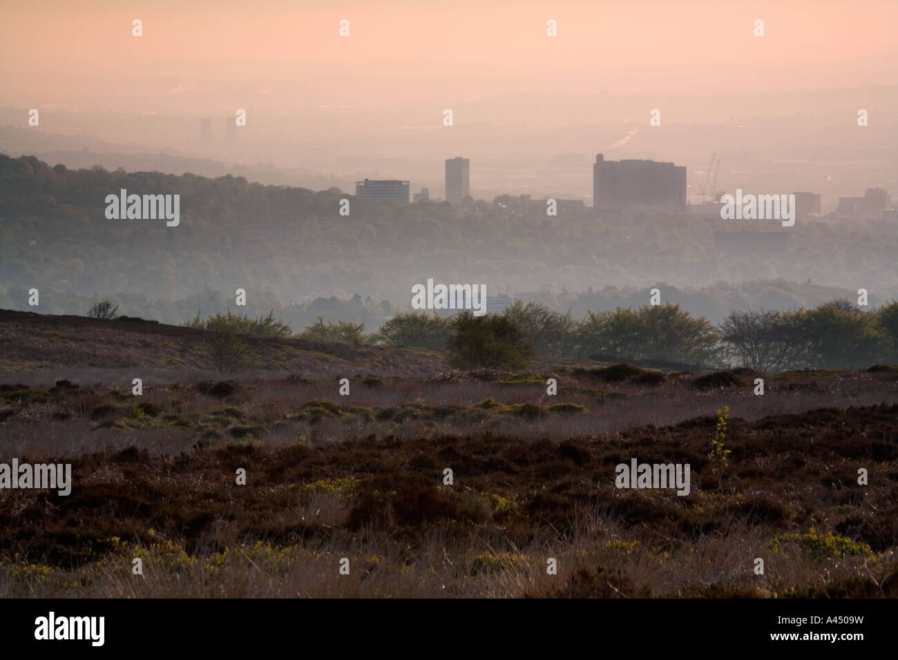Haze and pollution over Sheffield, South Yorkshire, England, UK, Europe ...