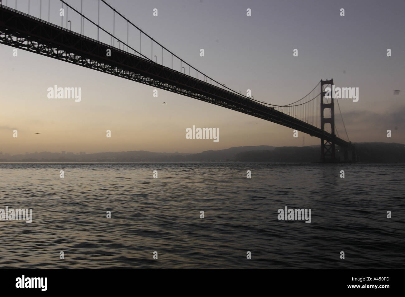 Golden Gate Bridge Alcatraz Prison San Francisco Bay at sunrise ...