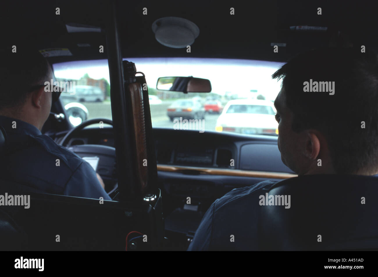 Police cruiser inside looking out Stock Photo - Alamy