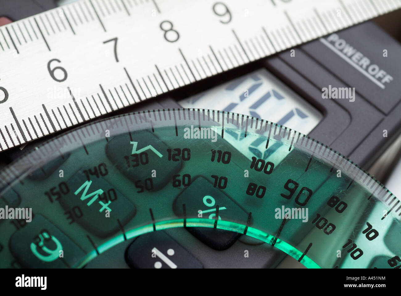 Protractor ruler calculator Stock Photo - Alamy