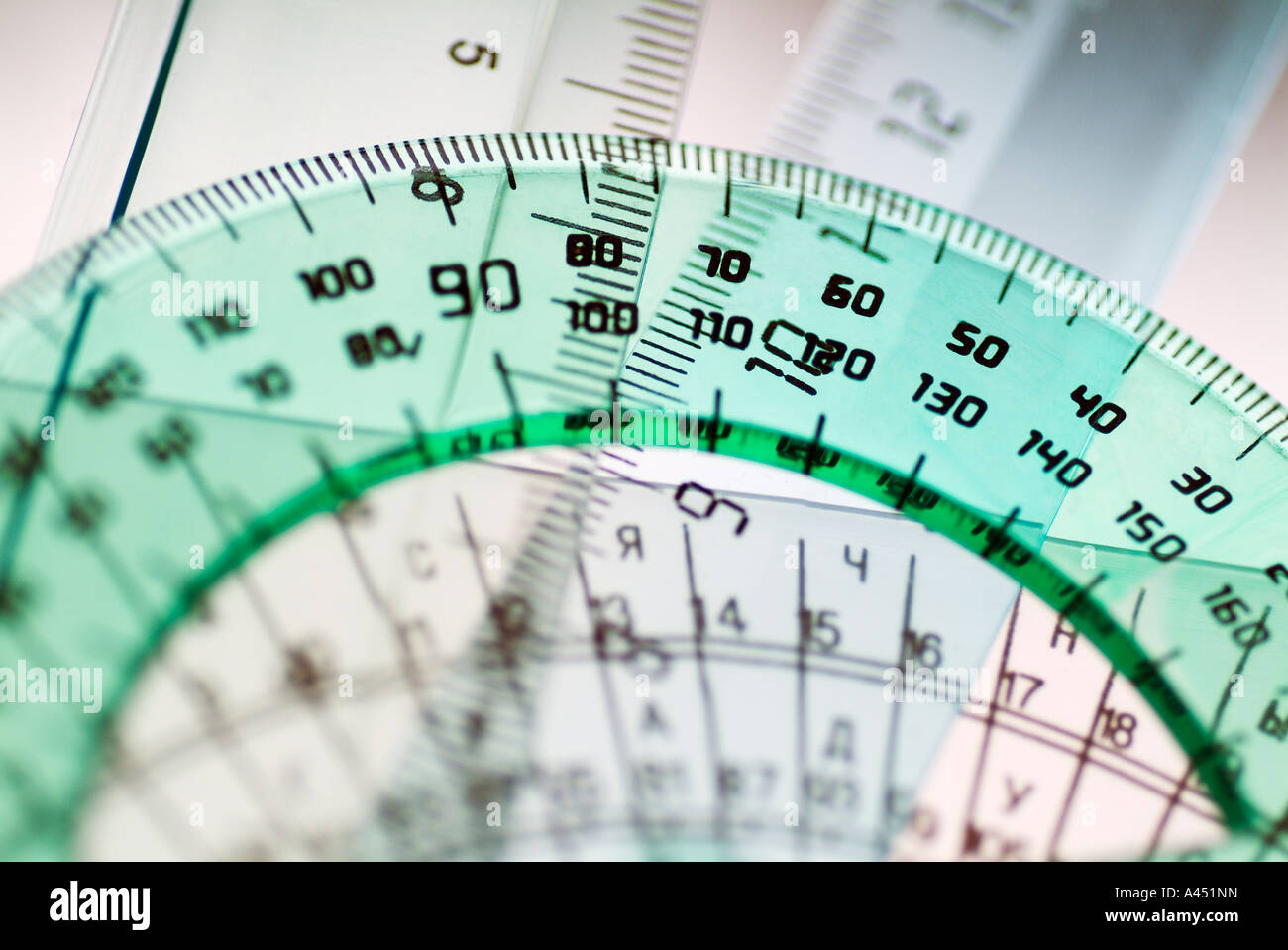 Protractor and rulers Stock Photo - Alamy