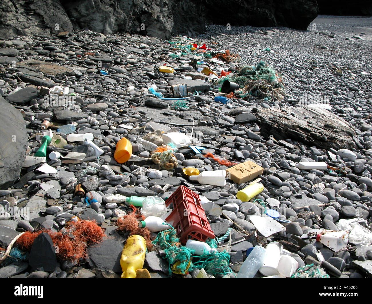 Beach Litter Cornwall Stock Photo - Alamy