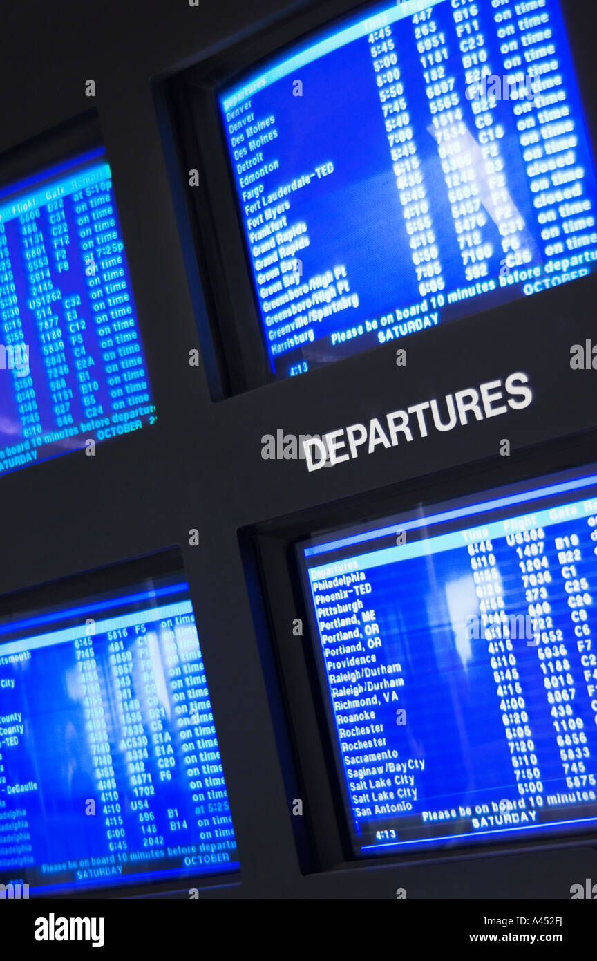 Airport flight departure information tv screen hi-res stock photography ...