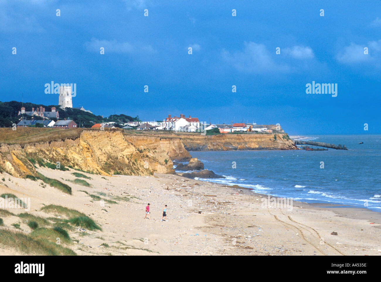 HAPPISBURGH BEACH WITH CHURCH NORFOLK EAST ANGLIA ENGLAND UK Stock ...