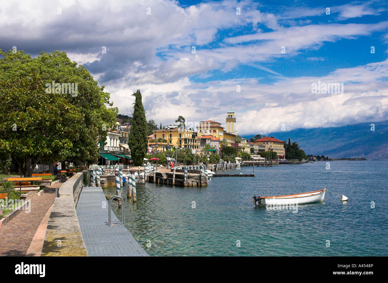The harbour area Gardone Riviera Lake Garda Italy Stock Photo - Alamy