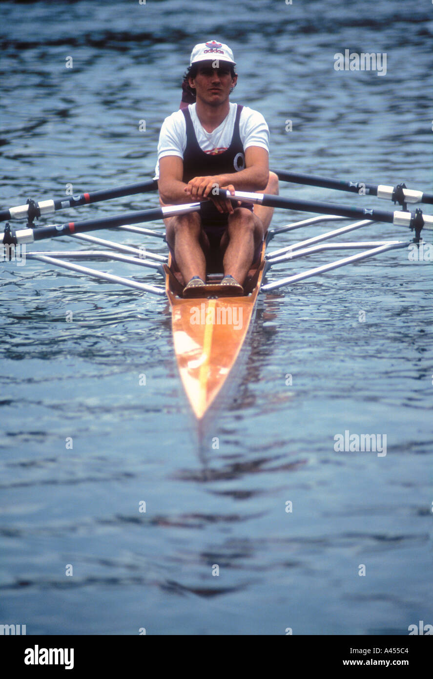 A double scull on the River Thames at Henley Oxfordshire England UK ...