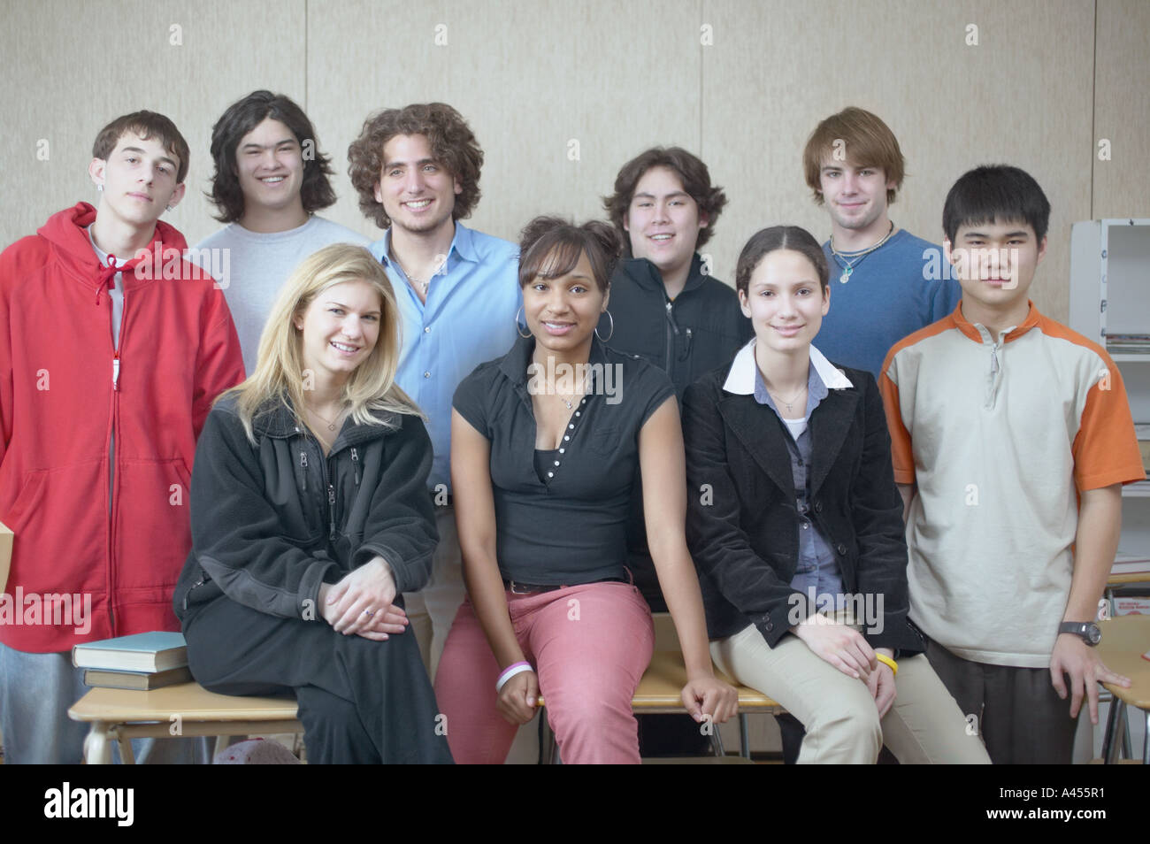 Group portrait of high school students Stock Photo - Alamy