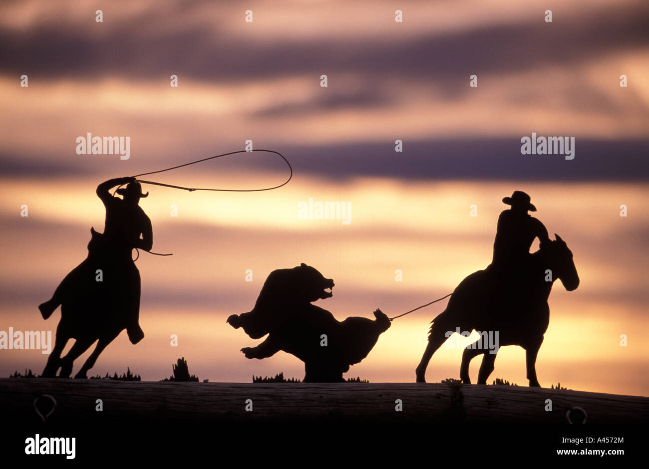 Metal structure representing how Cowboys used to hunt Grizzlies in the ...