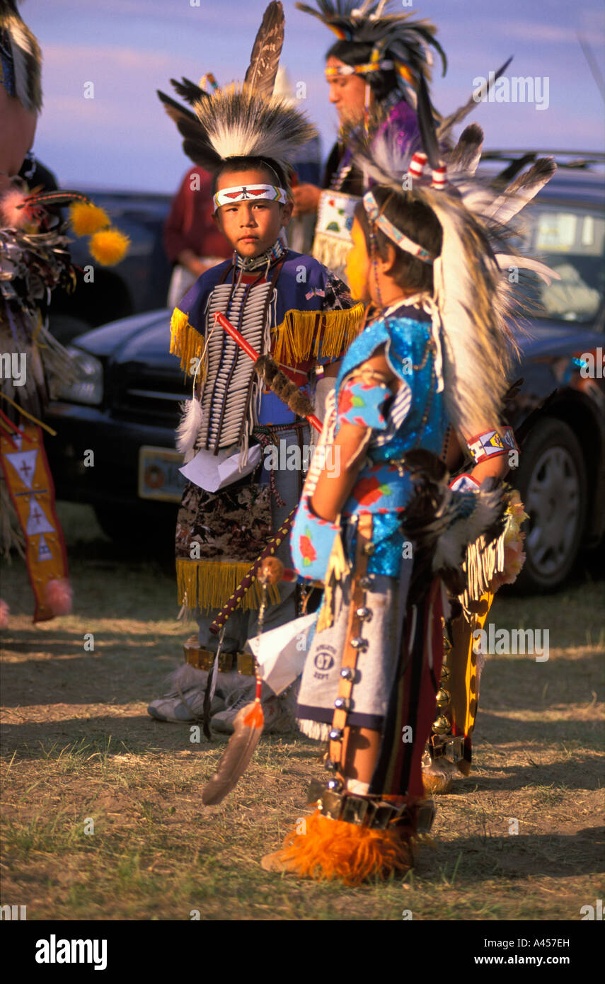 Kids dancing during the Powwow celebration of the Crow Indian ...