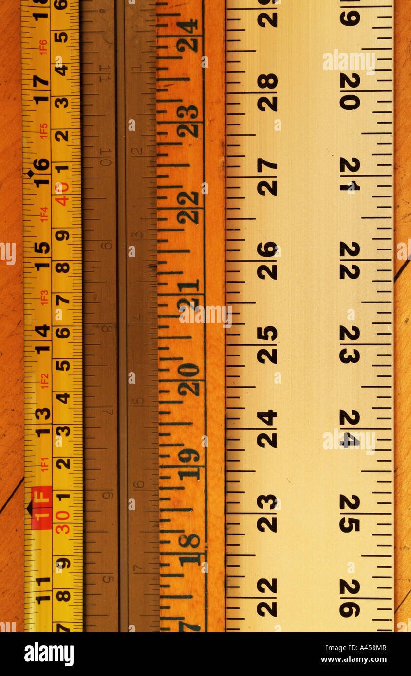 close up of various rulers Stock Photo - Alamy
