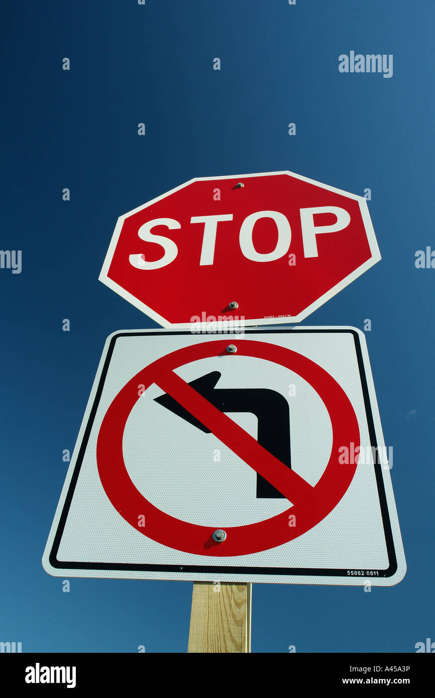 AJD53506, MD, Maryland, Stop Sign, No Left Turn Stock Photo - Alamy