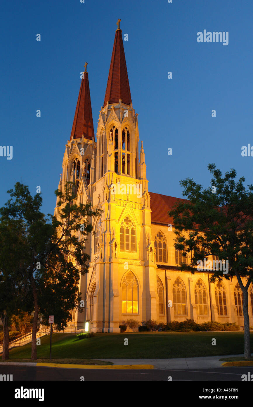AJD56893, Helena, MT, Montana, Cathedral of St. Helena, evening Stock ...