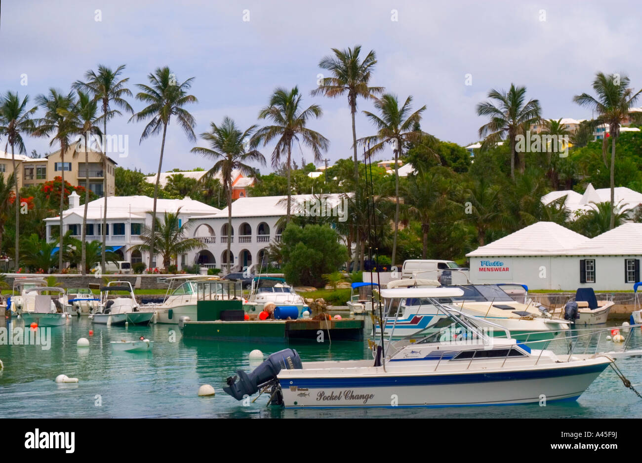 Flatts Village buildings boats docks Bermuda Stock Photo - Alamy