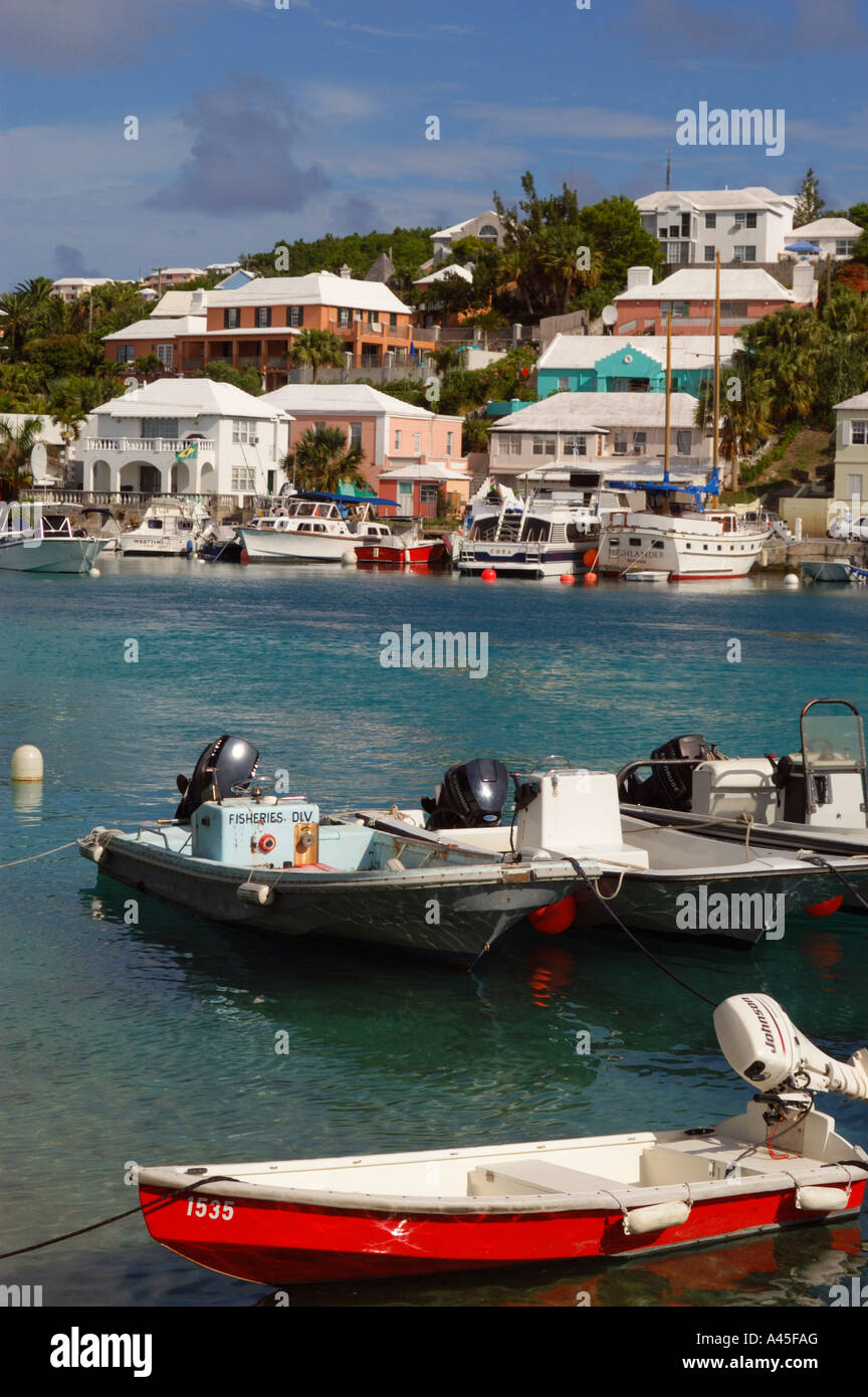 Flatts Village buildings boats docks Bermuda Stock Photo - Alamy