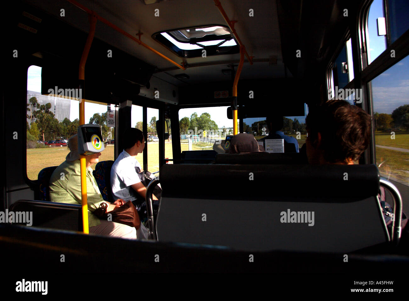 public transport Bus ride on sunny day Stock Photo - Alamy