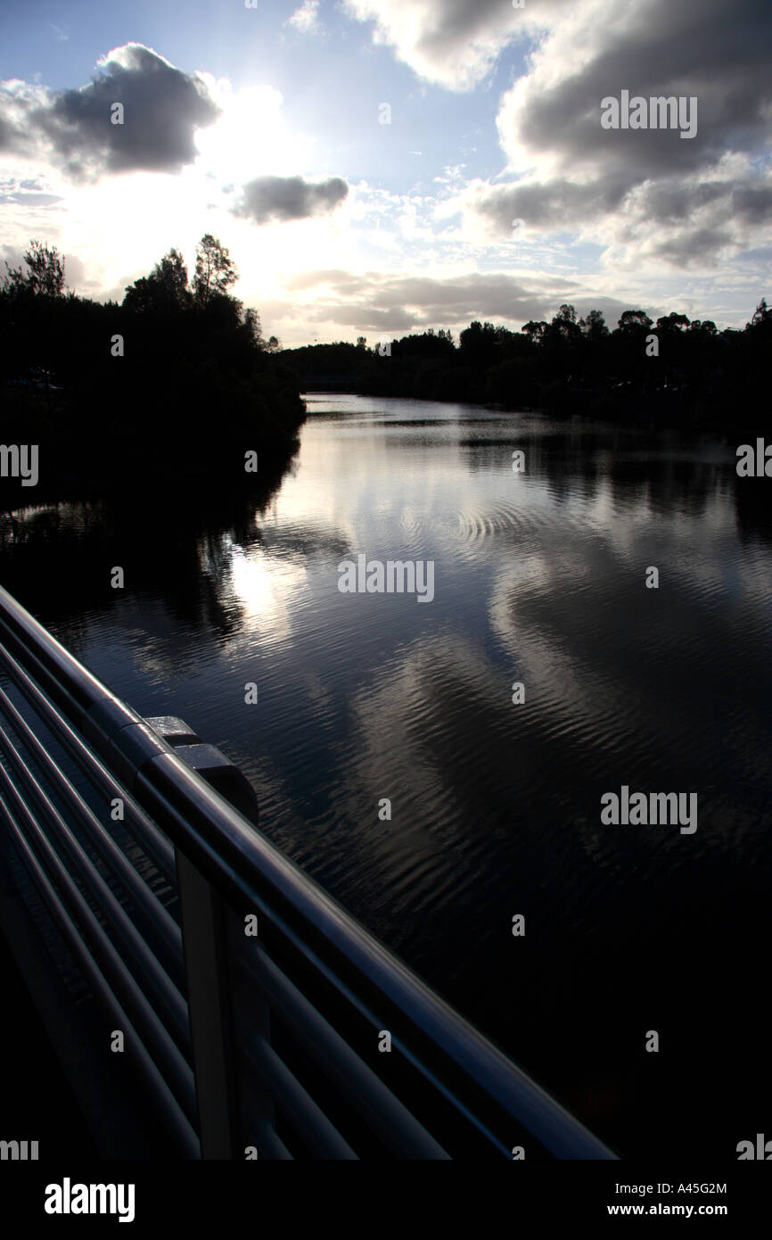 sunset river peacefull clouds Stock Photo - Alamy