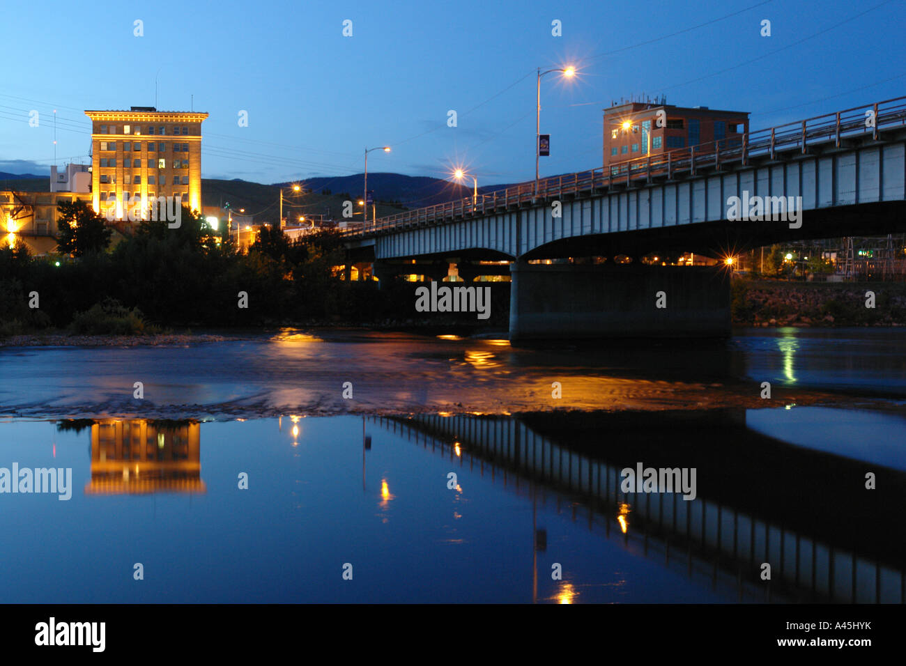 AJD56414, Missoula, MT, Montana, Clark Fork River, evening Stock Photo ...
