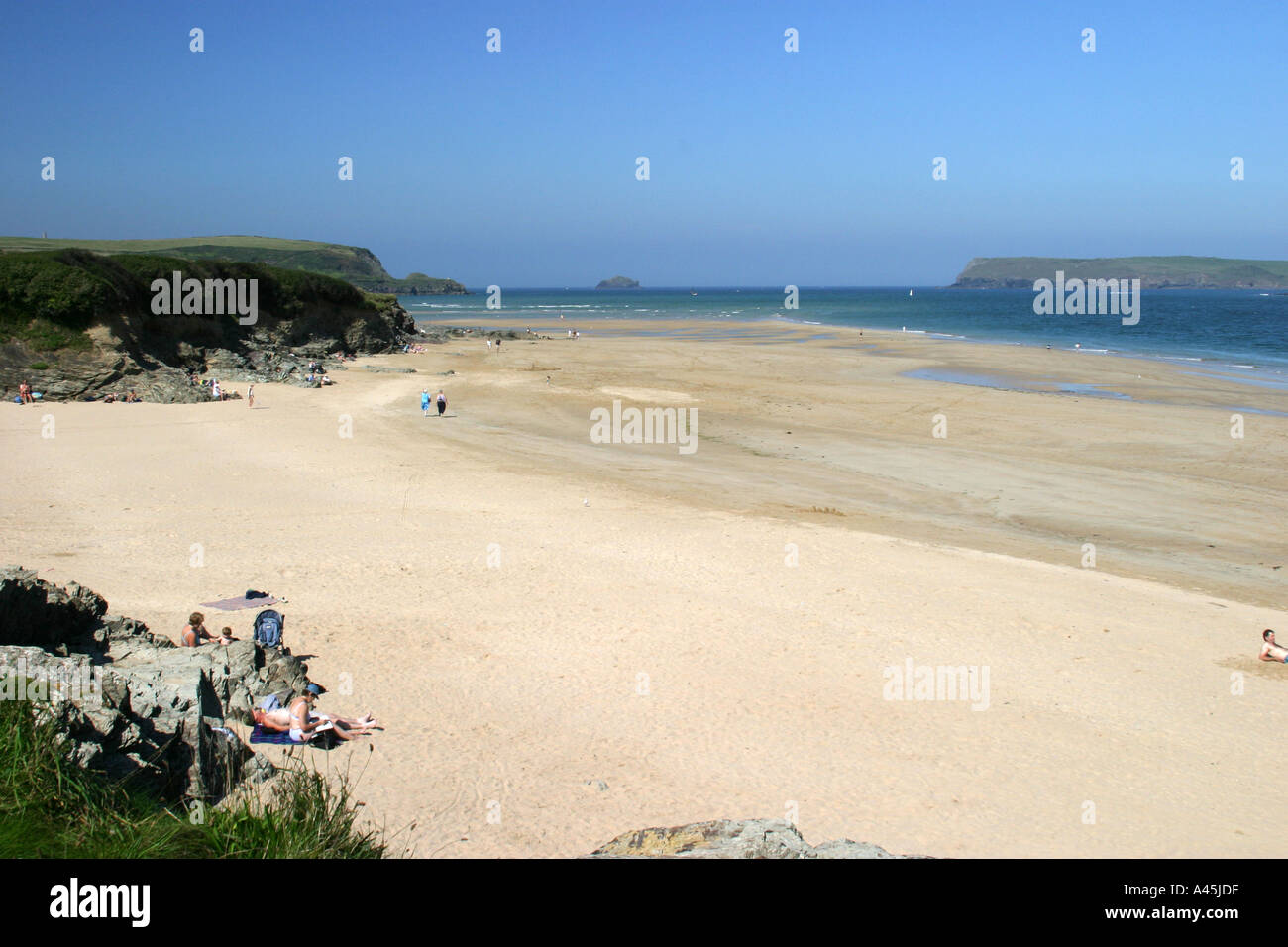 River Camel and the Camel Estuary at low tide. Doom bar the famous ...
