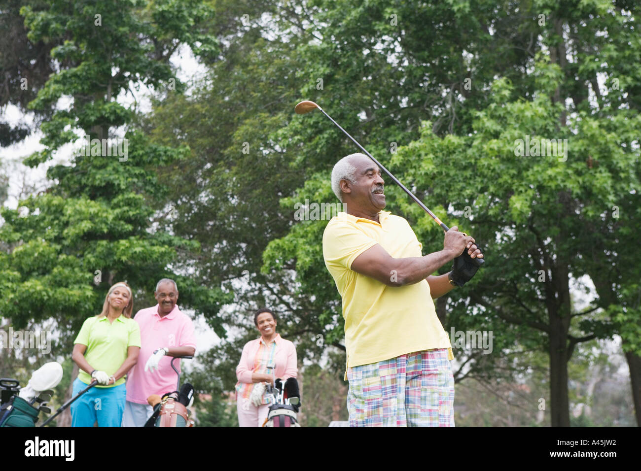Two couples playing golf together Stock Photo - Alamy