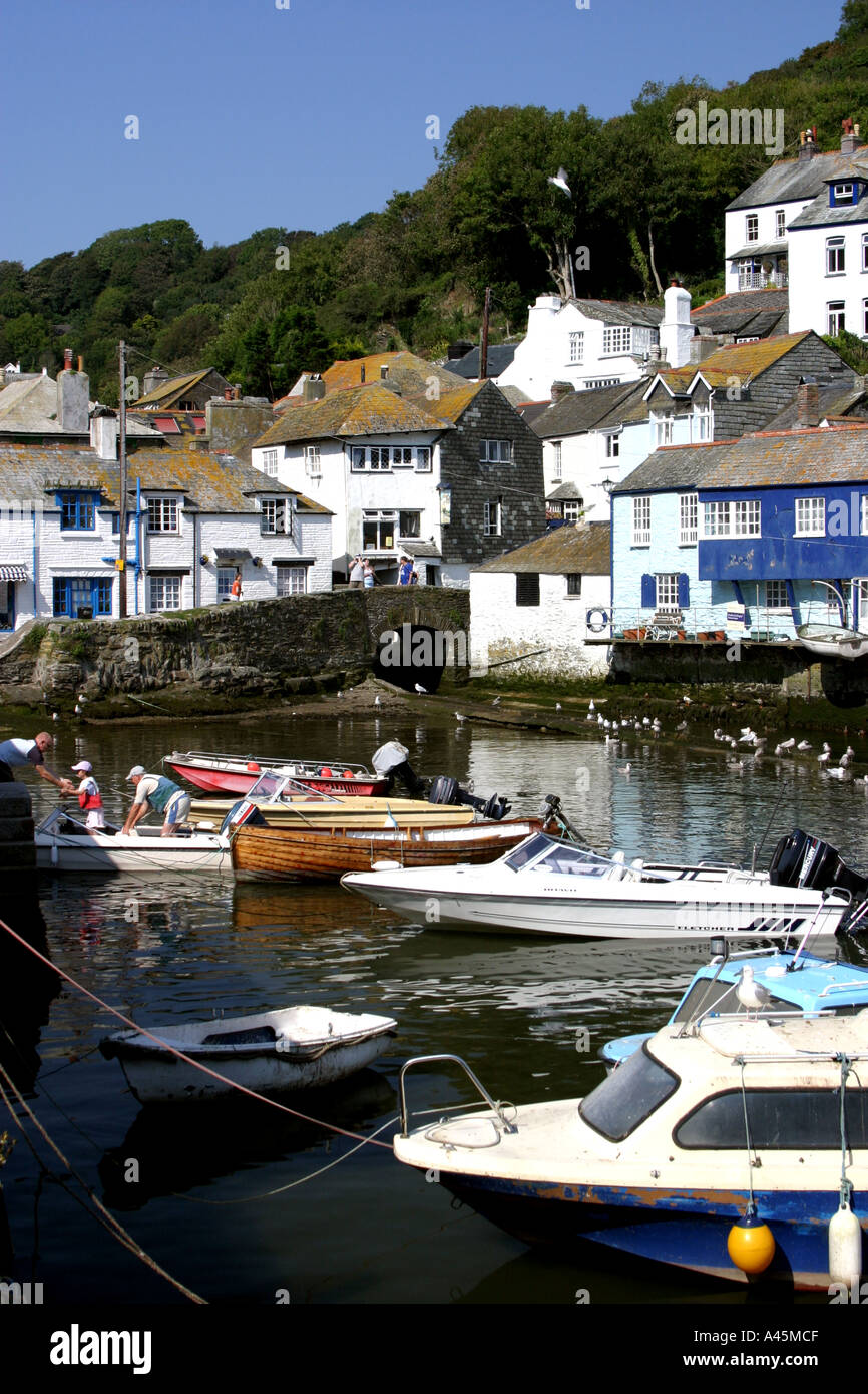 Polperro harbour with fishing boats Stock Photo - Alamy