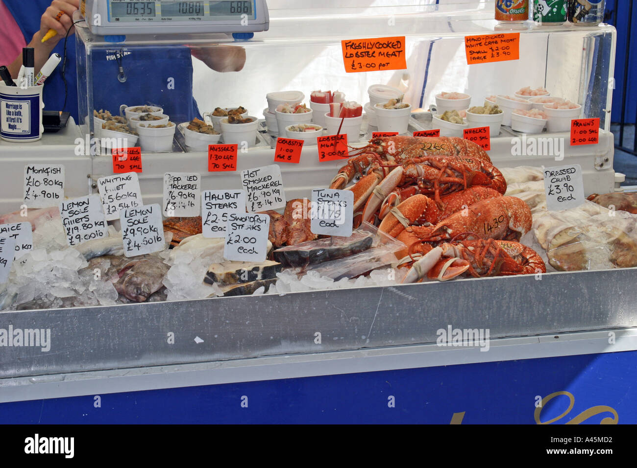 Shell fish market stall in Polperro Cornwall England Stock Photo - Alamy
