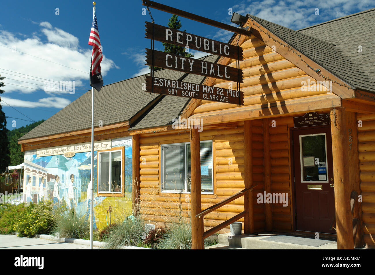 AJD55836, Republic, WA, Washington, downtown, City Hall, wall mural ...