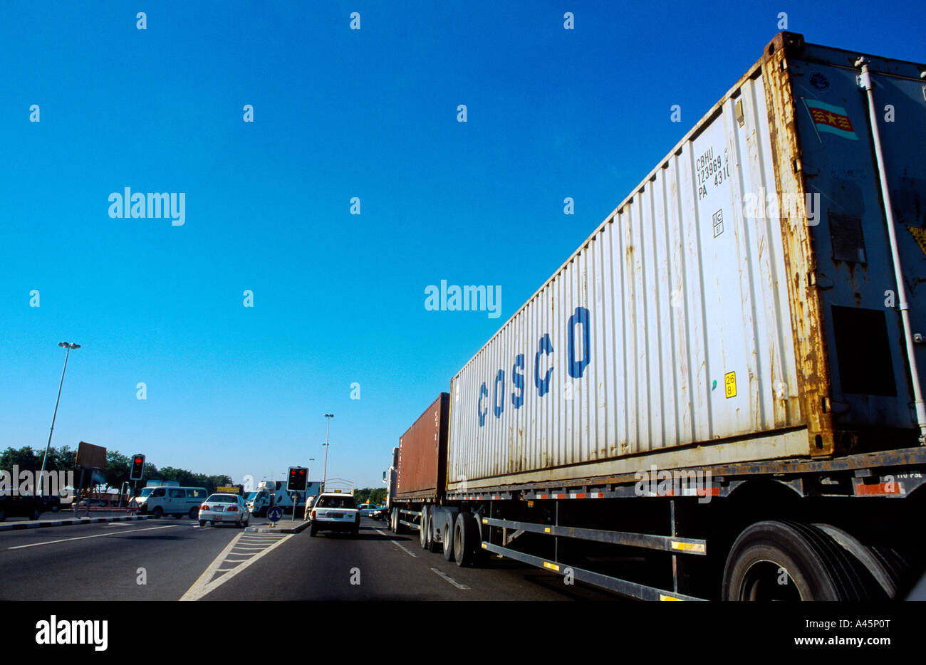 Dubai UAE Traffic Lights and Heavy Traffic at Road Junction Drivers ...