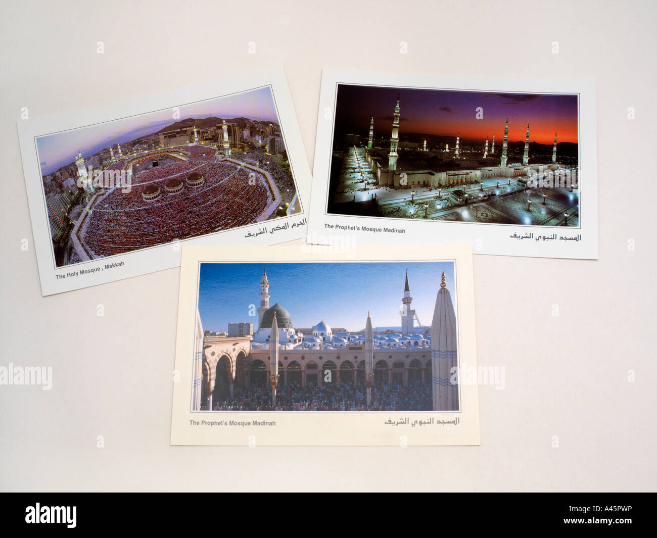 Saudi Arabia Postcards of the Holy Mosques of Madinah and Makkah Stock ...