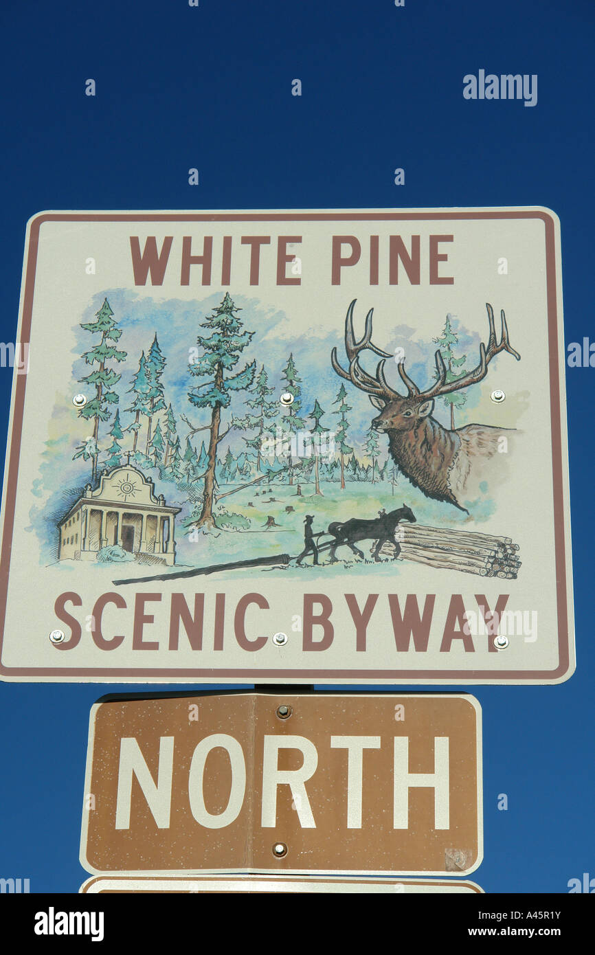 AJD56241, ID, Idaho, White Pine Scenic Byway, road sign Stock Photo - Alamy
