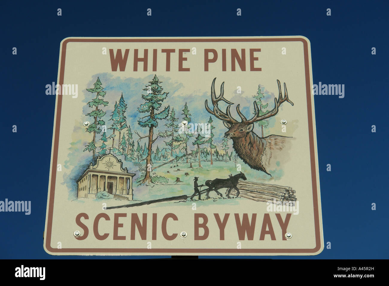 AJD56242, ID, Idaho, White Pine Scenic Byway, road sign Stock Photo - Alamy