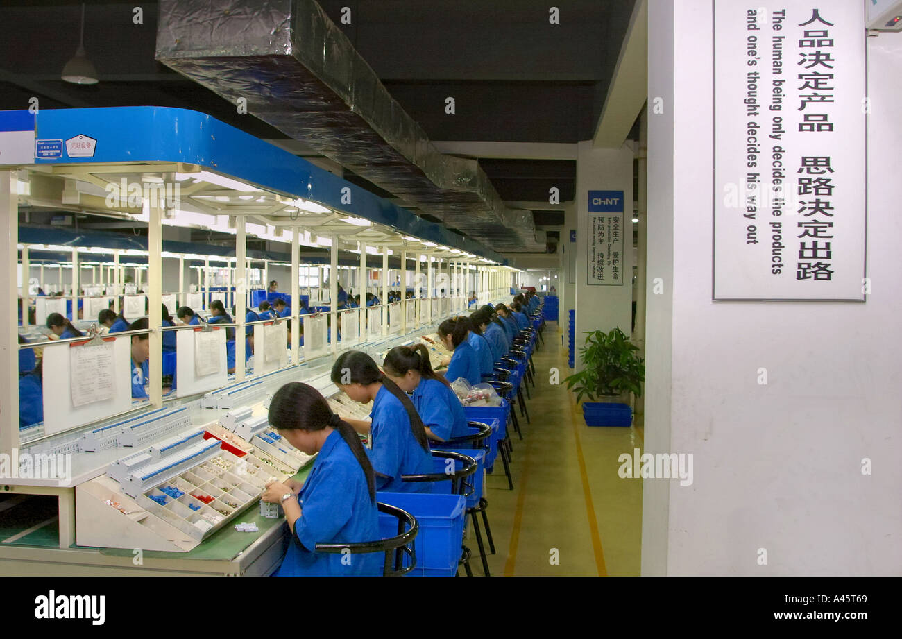 female workers on the assembly line at the chint group low voltage ...