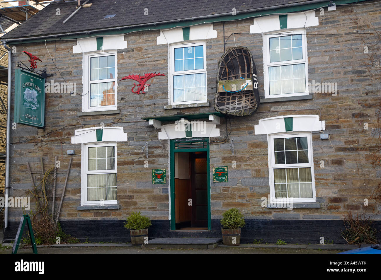 Coracle on Public House in Cilgerran West Wales UK Stock Photo - Alamy
